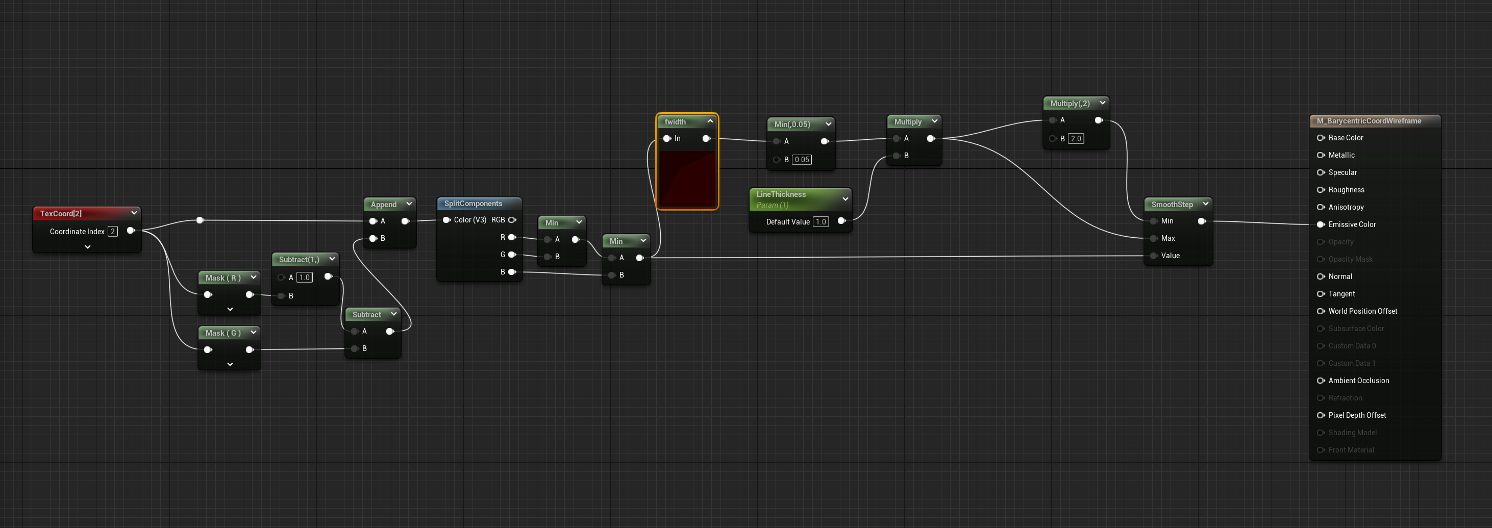 Custom Wireframe Material Using Geometry Scripting For Barycentric Uvs